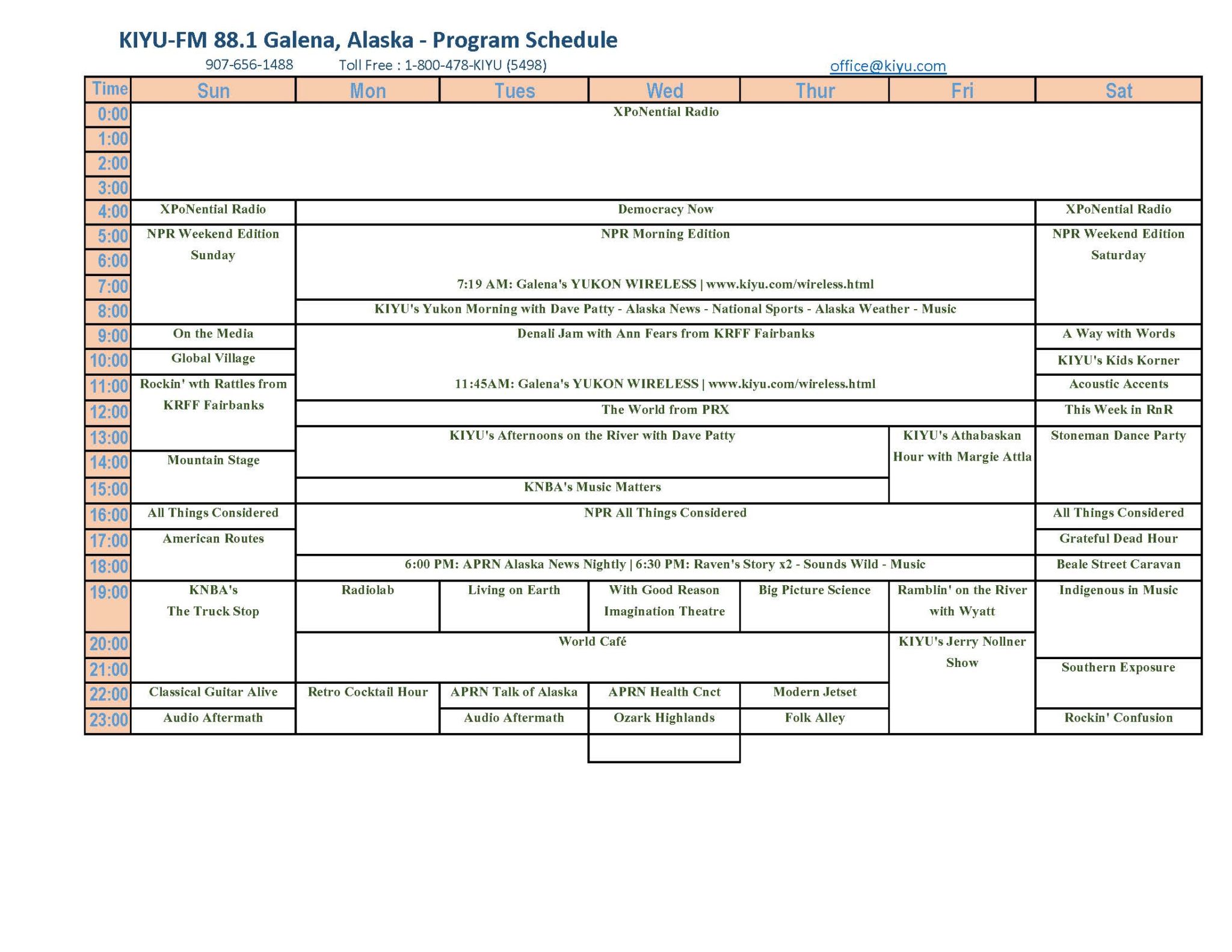 KIYU Program Schedule - KIYU 88.1 Galena, AK